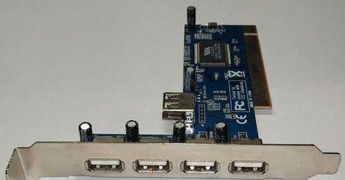 Контроллер USB 2.0 VIA VT6212L, PCI, 4+1 порт