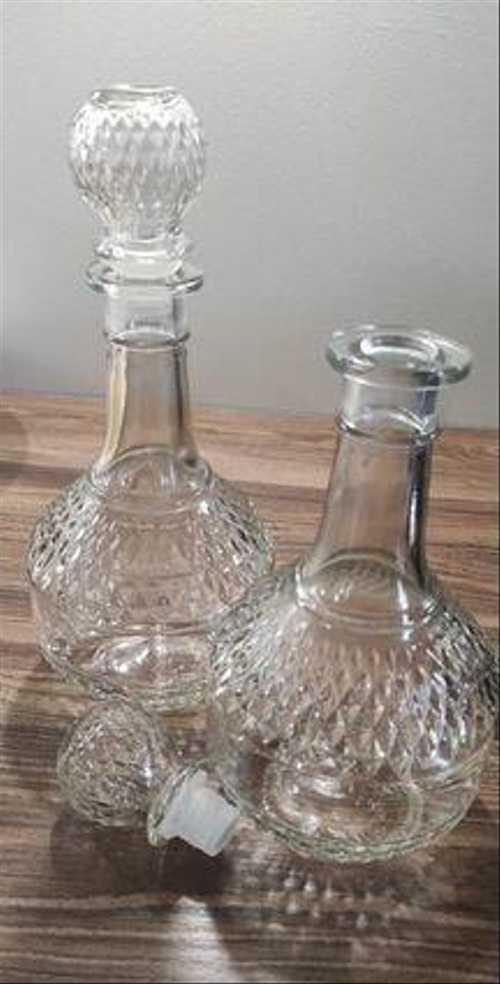Графины стекло (бутылки) с пластиковой пробкой