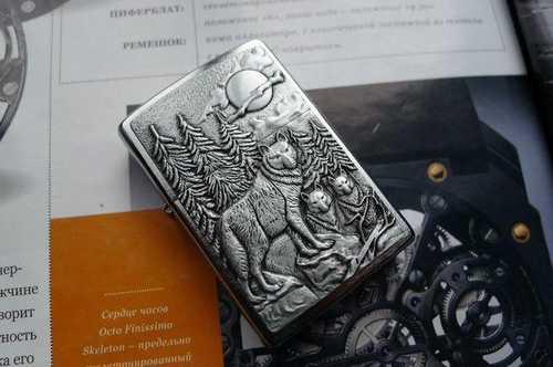 Новая коллекционная оригинальная Zippo Волчья Стая