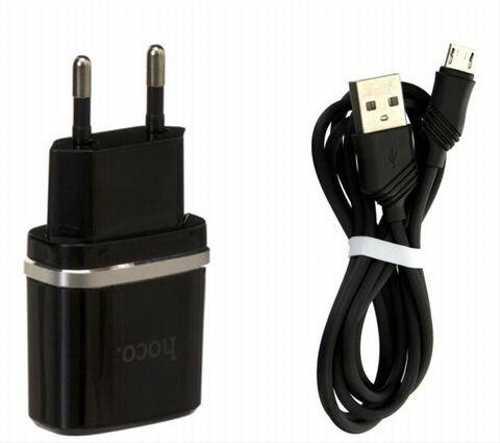 Сзу hoco C11 USB + Кабель USB-Micro, 1A, черный