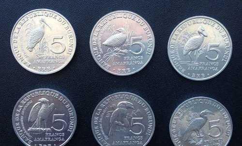 Монеты бурунди (набор, 6 шт.)