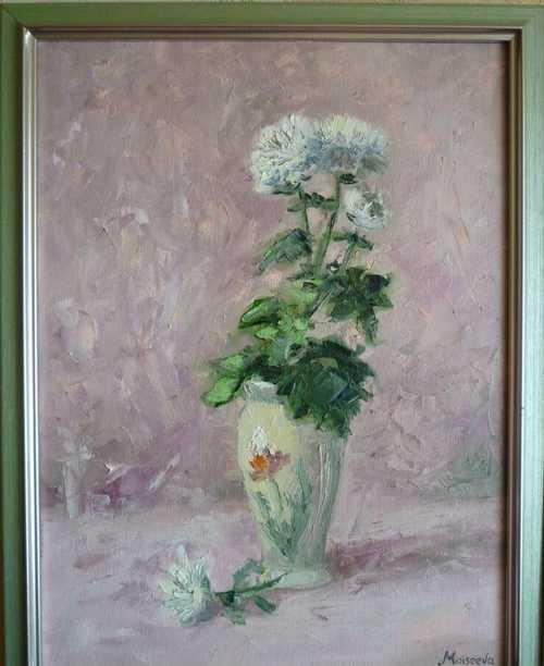 Хризантемы, картина в стиле импрессионизм