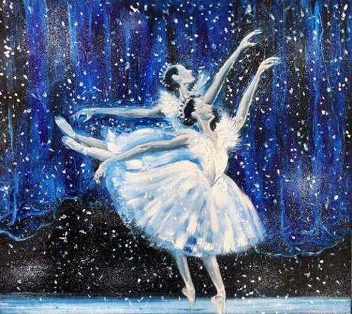 Картина маслом на холсте «Балет. Балерины. Танец»