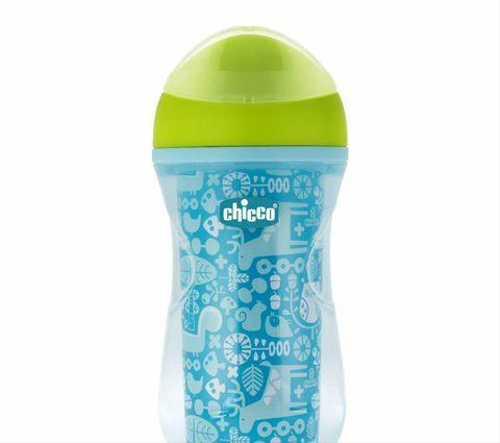 Чашка-поильник Chicco Active Cup, носик ободок, 14+ месяцев, 266 мл, голубой, орнамент (00006981200050)