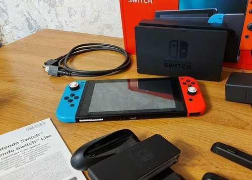 Nintendo Switch ревизия 2 + карта 256 Gb + кейс