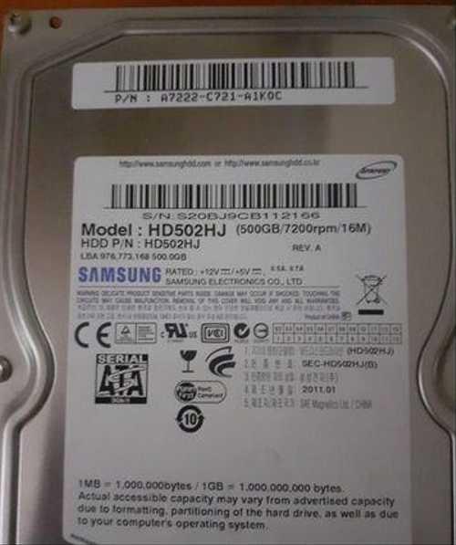 Жесткий диск Samsung HD502HJ 500Gb