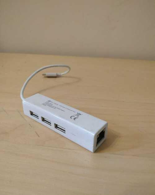 USB-C хаб (разветвитель, переходник) 3USB+Ethernet