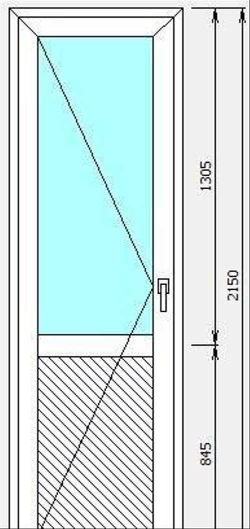 Балконный блок (дверь+окно глухое) профиль 58 мм