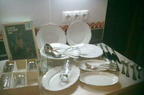 Посуда,тарелки,столовые приборы СССР,стаканы,Кахла