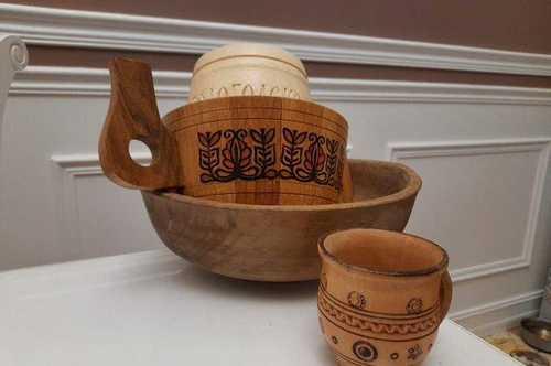 Горшок деревянный и керамический