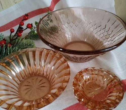 Салатники карамельного стекла посуда СССР