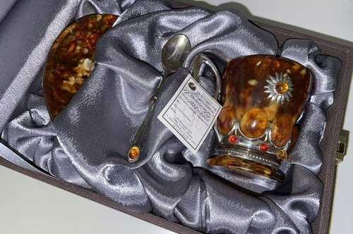 Серебряно-янтарный кофейный набор