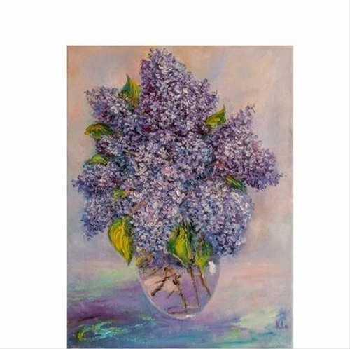 Картина маслом Букет Сирени Цветы 40 х 30 см