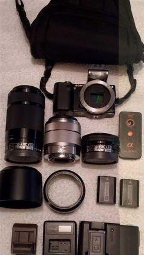 Фотоаппарат sony NEX-5 + 3 объектива + пульт и т.д