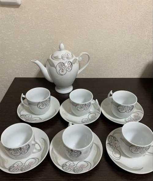 Чайный сервиз со стразами на 6 персон
