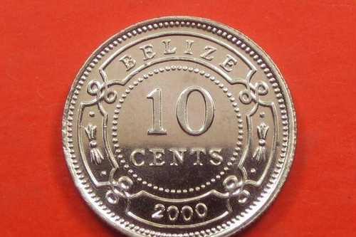 Монета 10 центов белиз