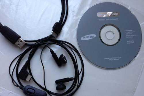 Кабель USB, гарнитура наушники+микрофон,CD SAMSUNG