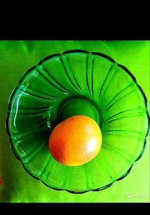 Салатница, ваза для фруктов из зелёного стекла