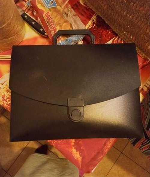 Папка портфель черная (пластик)