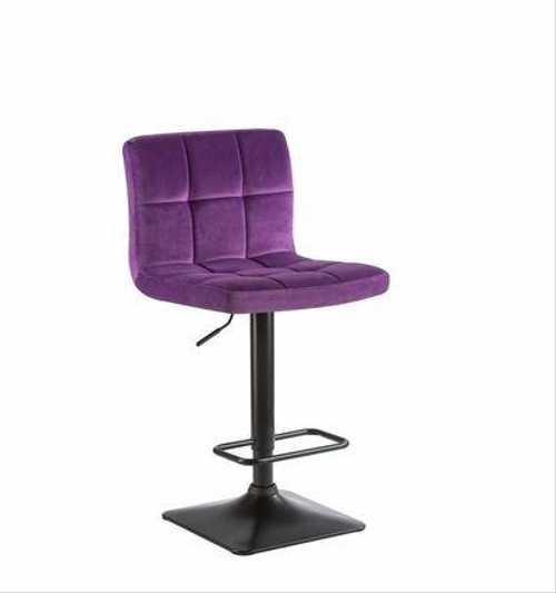 Черный Барный стул из велюра Курт фиолетовый