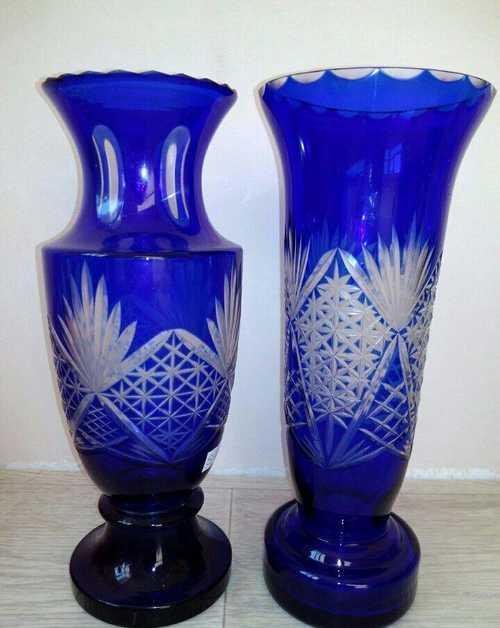 Вазы, Синий хрусталь