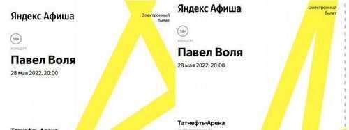 2 билета на концерт Павла Воли 28 мая 2022, Казань