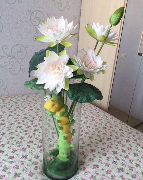 Высокая стеклянная ваза цилиндр 60 см