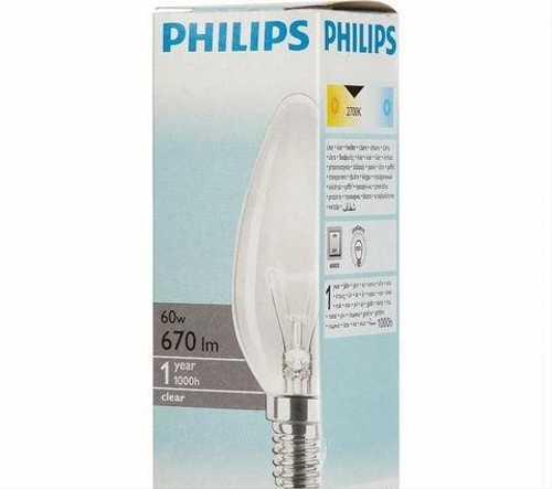 Лампа накаливания Philips 60 Вт E14 свеча