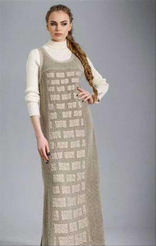 Платье сарафан на осень лен дизайнерский 42-44