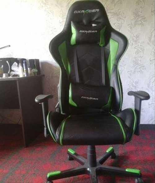 Игровое кресло dxracer oh/fe08/ne черный/зеленый