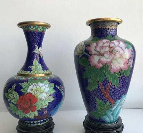 Старый Китай, 2 вазы клуазоне, СССР, 1950-ые