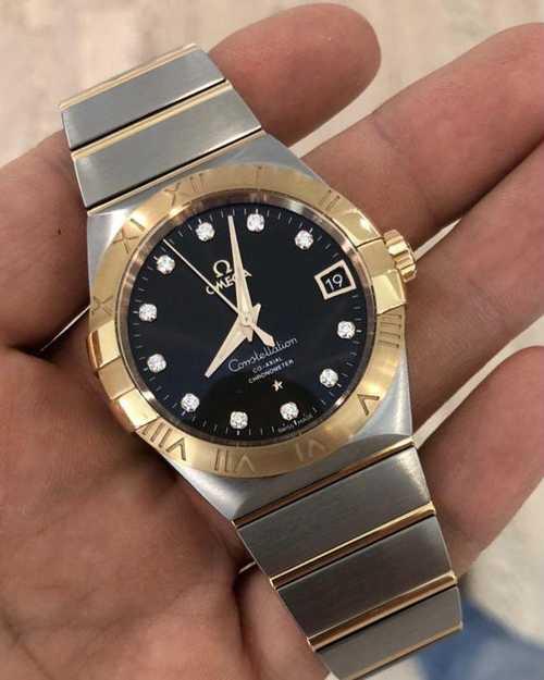 Omega constellation, 38 мм, биколор, брилл метки