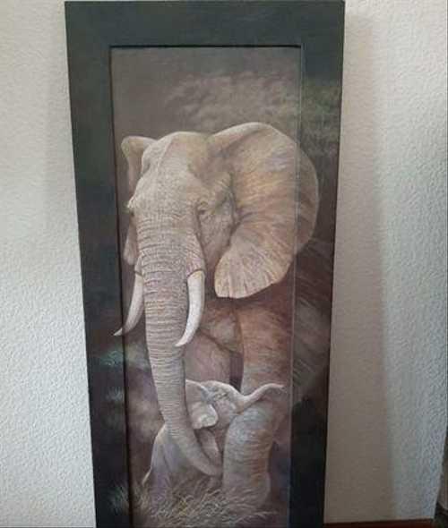 Картина слон с детёнышем