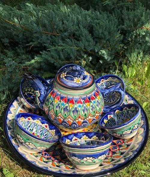 Набор чайный Риштанская Керамика синий