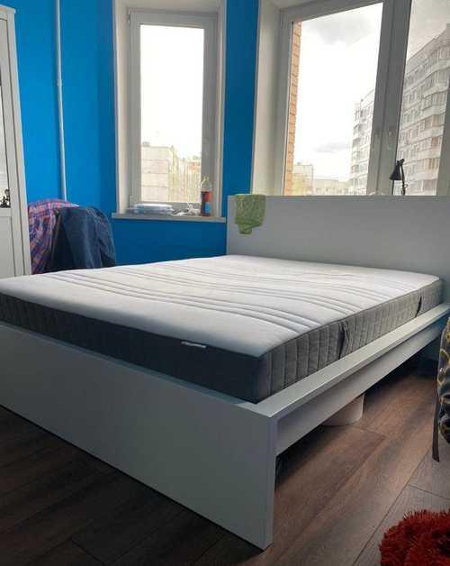 Кровать 160см IKEA Malm с матрасом Хавог