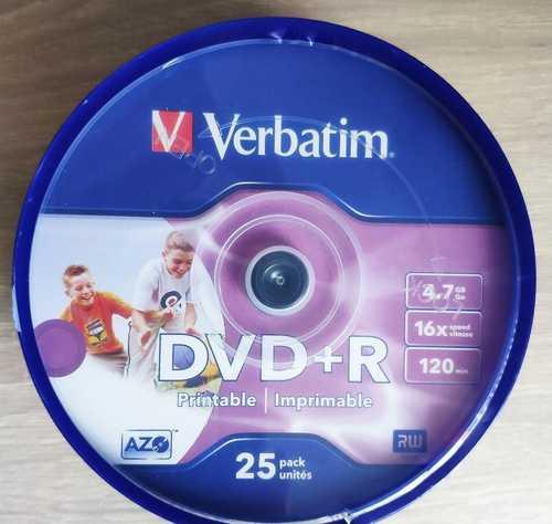 Verbatim DVD+R, 4,7 гб, 25 шт