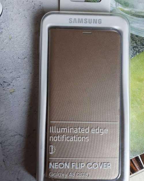Чехол Samsung Neon flip cover gold, для Galaxy A8