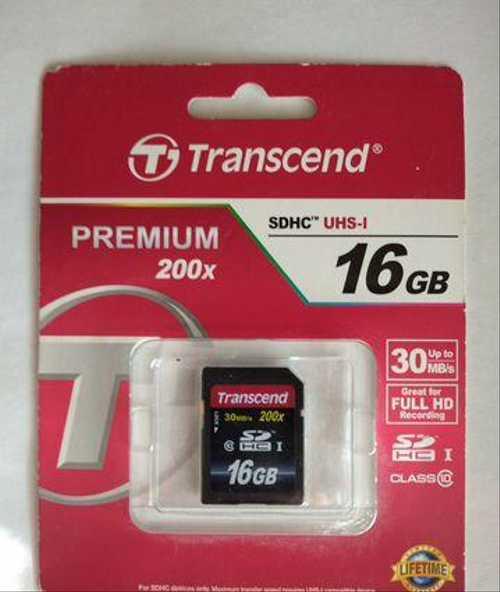 Карта памяти transcend sdhc 16 гб