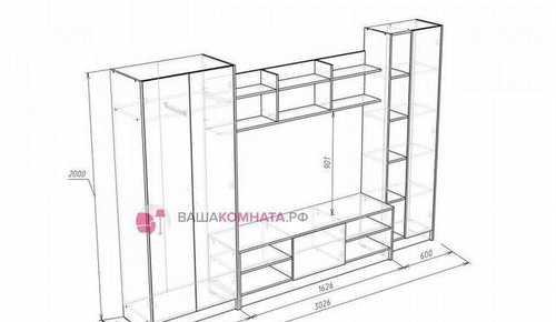 Стенка вегас 300 размеры