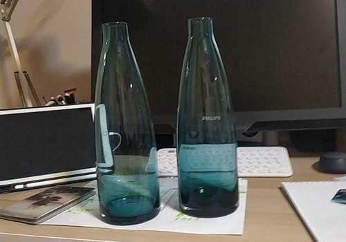Набор бирюзовых стеклянных ваз (дизайнерские)
