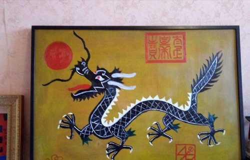 Картина маслом "Чёрный дракон"