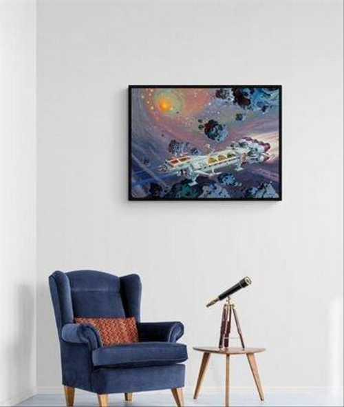 Плакат "Просто Постер" Космический корабль 60x90 в подарочном тубусе