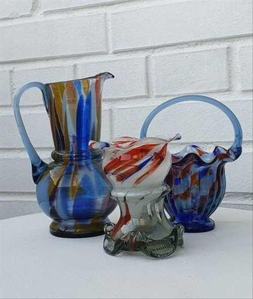 Гутное стекло: кувшин, конфетница, ваза, СССР