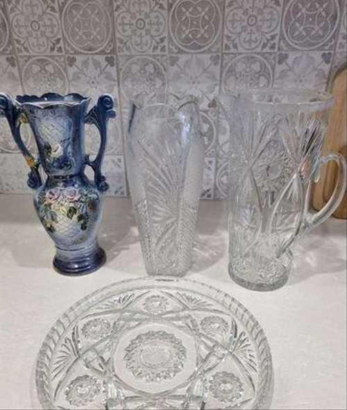 Хрустальная ваза поднос кувшин ваза керамика