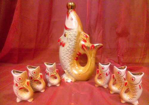 Фарфоровый набор " Золотые рыбки". Винтаж