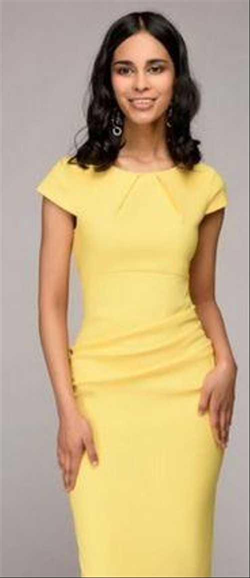 Платье футляр 1001 dress, желтое, S