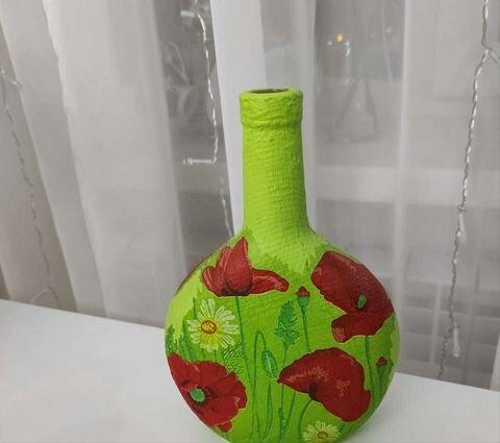 Интерьерная бутылка в стиле декупаж сувенир ваза