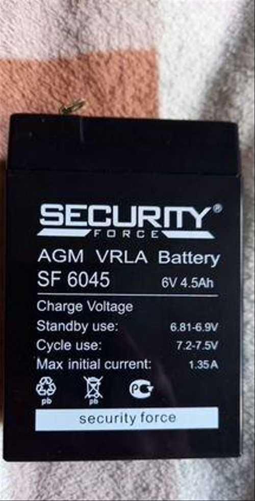 Аккумулятор Security Force 6V 4.5Ah SF 6045