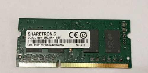 Оперативная память sharetronic DDR3L 1600 2GB X16