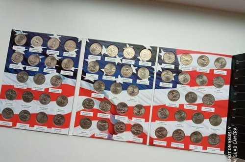 Монеты 25 центов (Quarters) Штаты 56 шт